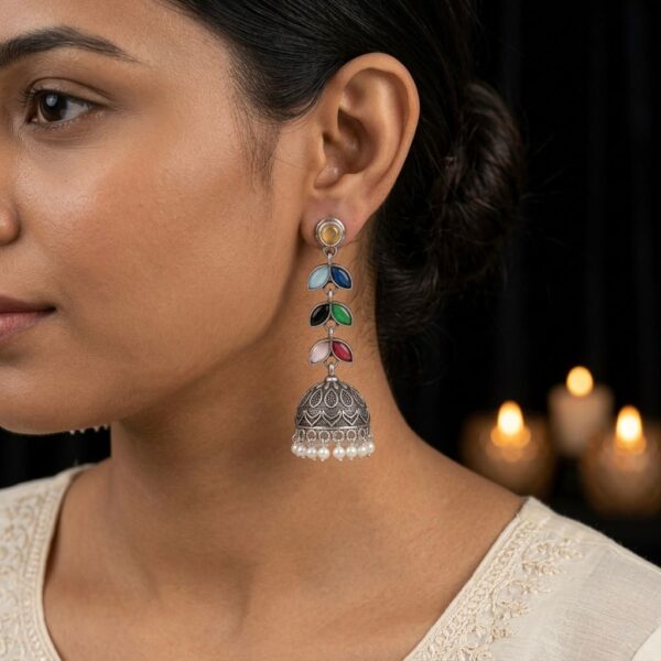 Multicolor Oxidised Jhumka Earrings for Women
